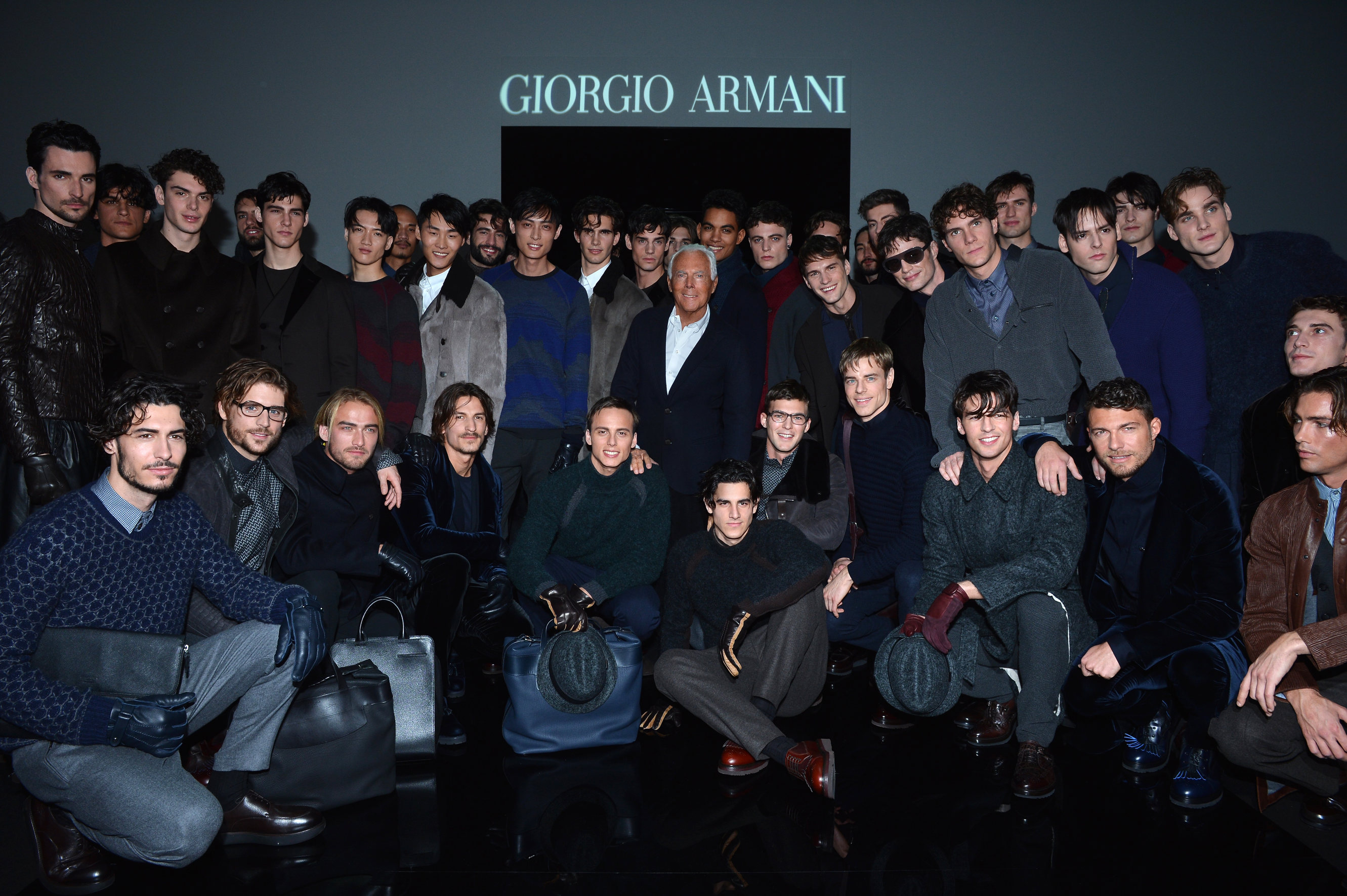 Giorgio Armani Poses with Models of Fall/Winter 2014 Shows – The ...