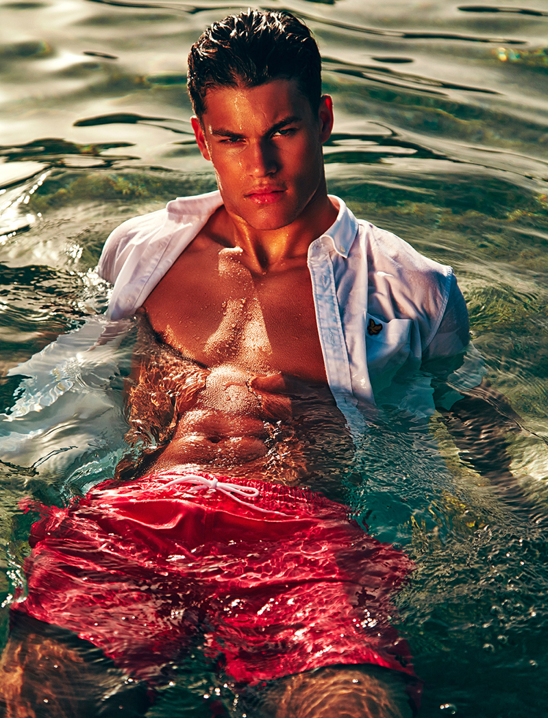 Tyler Maher Models Summer Swimwear for Attitude