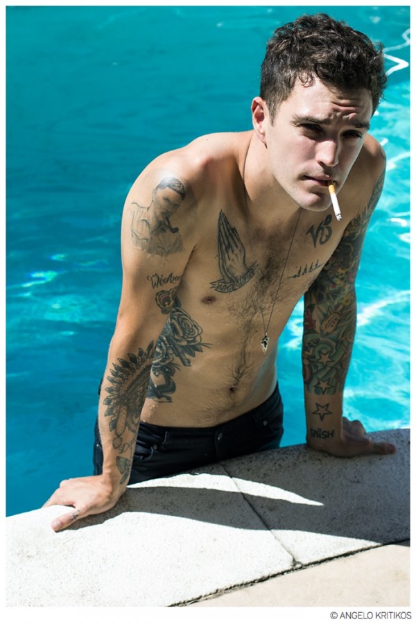 Josh Beech Poses for Pool Shoot by Angelo Kritikos – The Fashionisto