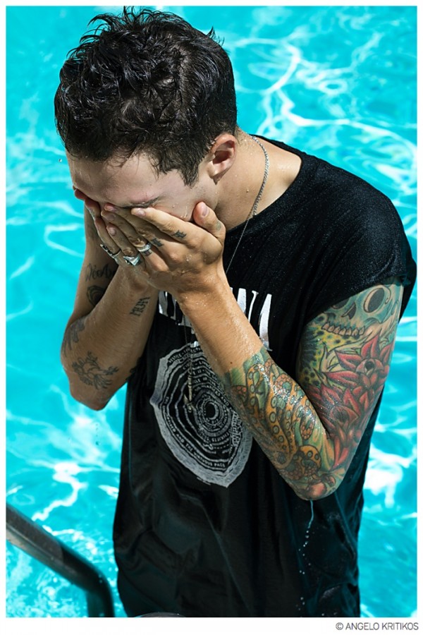 Josh Beech Poses for Pool Shoot by Angelo Kritikos – The Fashionisto