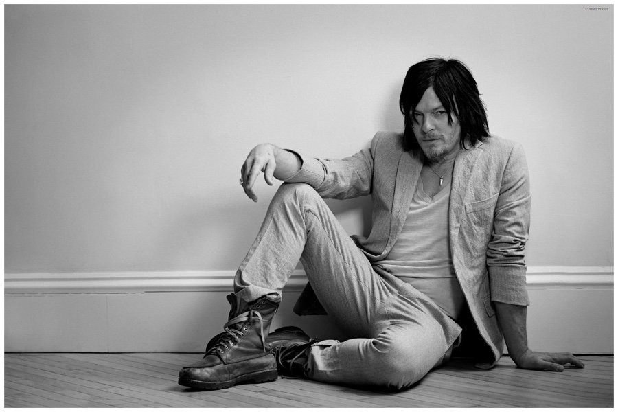 'The Walking Dead' Star Norman Reedus Poses for Black & White L'Uomo ...