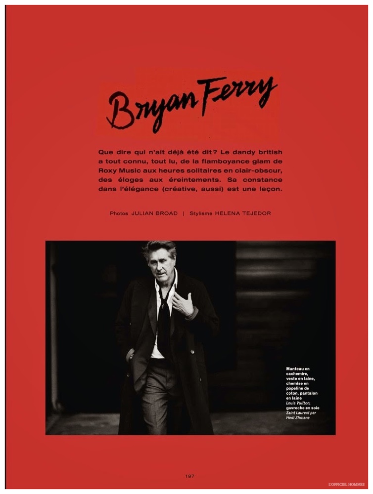 Bryan Ferry for L'Officiel Hommes 2015 Photo Shoot