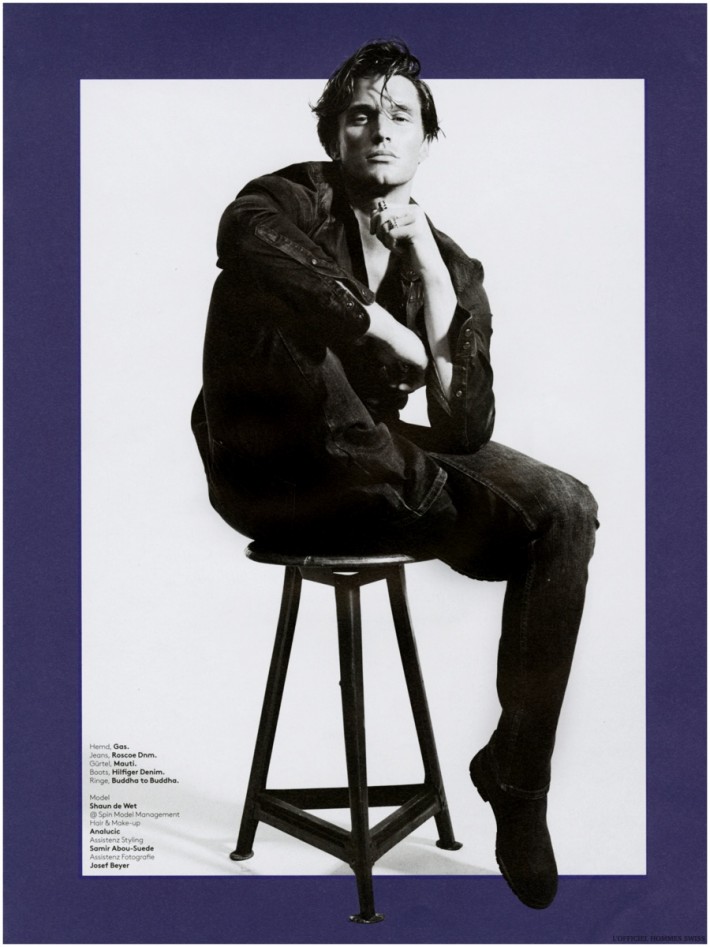 Shaun DeWet Models Spring Men's Denim for L'Officiel Hommes + British GQ