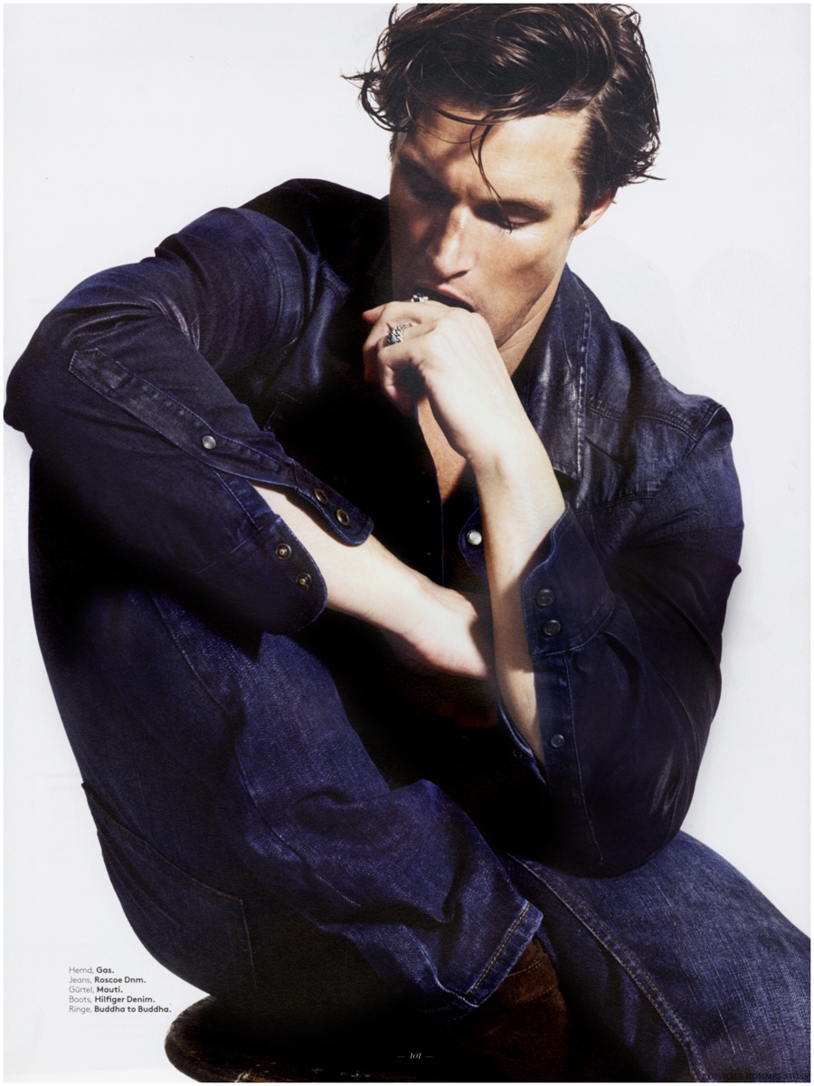 Shaun DeWet Models Spring Men's Denim for L'Officiel Hommes + British GQ