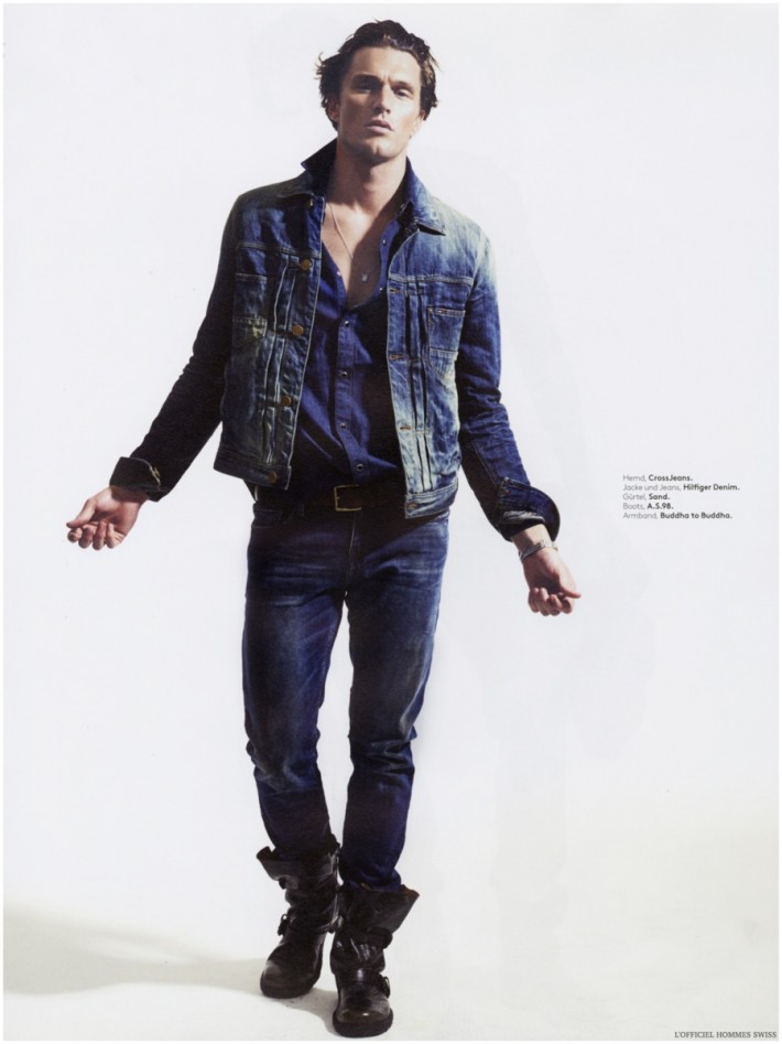 Shaun DeWet Models Spring Men's Denim for L'Officiel Hommes + British GQ