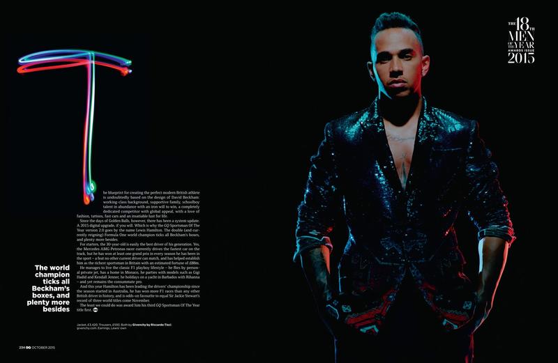 Lewis Hamilton Covers October 2015 British GQ – The Fashionisto