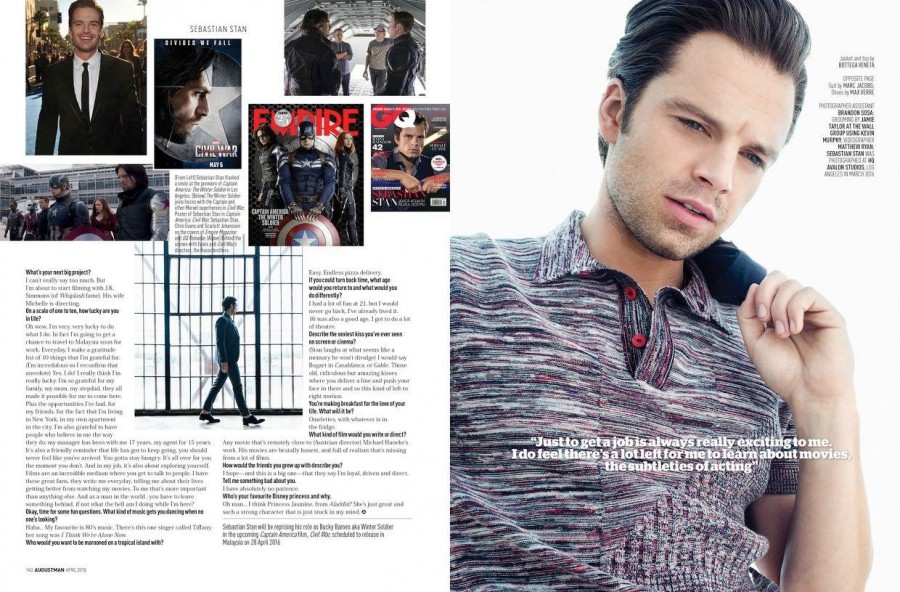 Sebastian Stan Covers August Man, Dishes on Interests Outside Acting ...