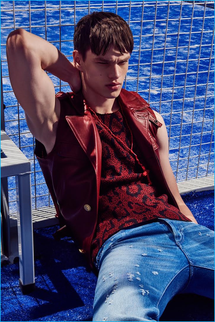 GQ Portugal: Filip Hrivnak Models Red & Denim Fashions – The Fashionisto