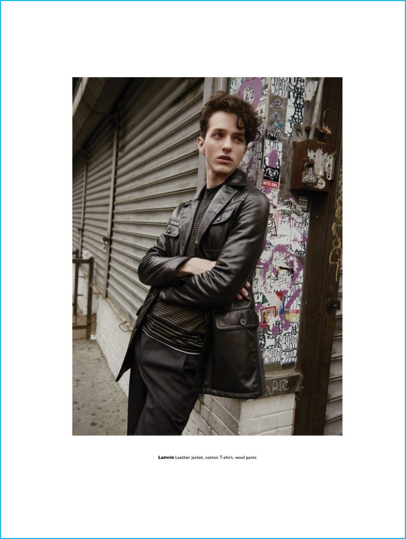 Downtown Boy: Martin Conte Dons Leather & Tailoring for Men’s Folio ...