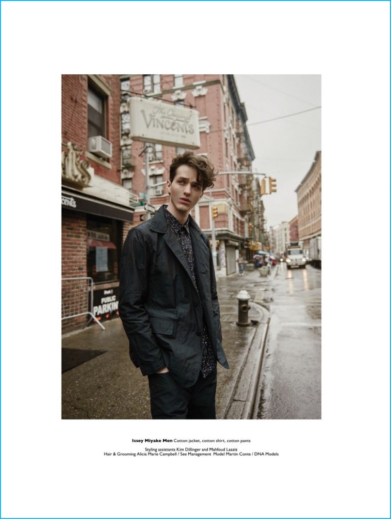Downtown Boy: Martin Conte Dons Leather & Tailoring for Men’s Folio ...