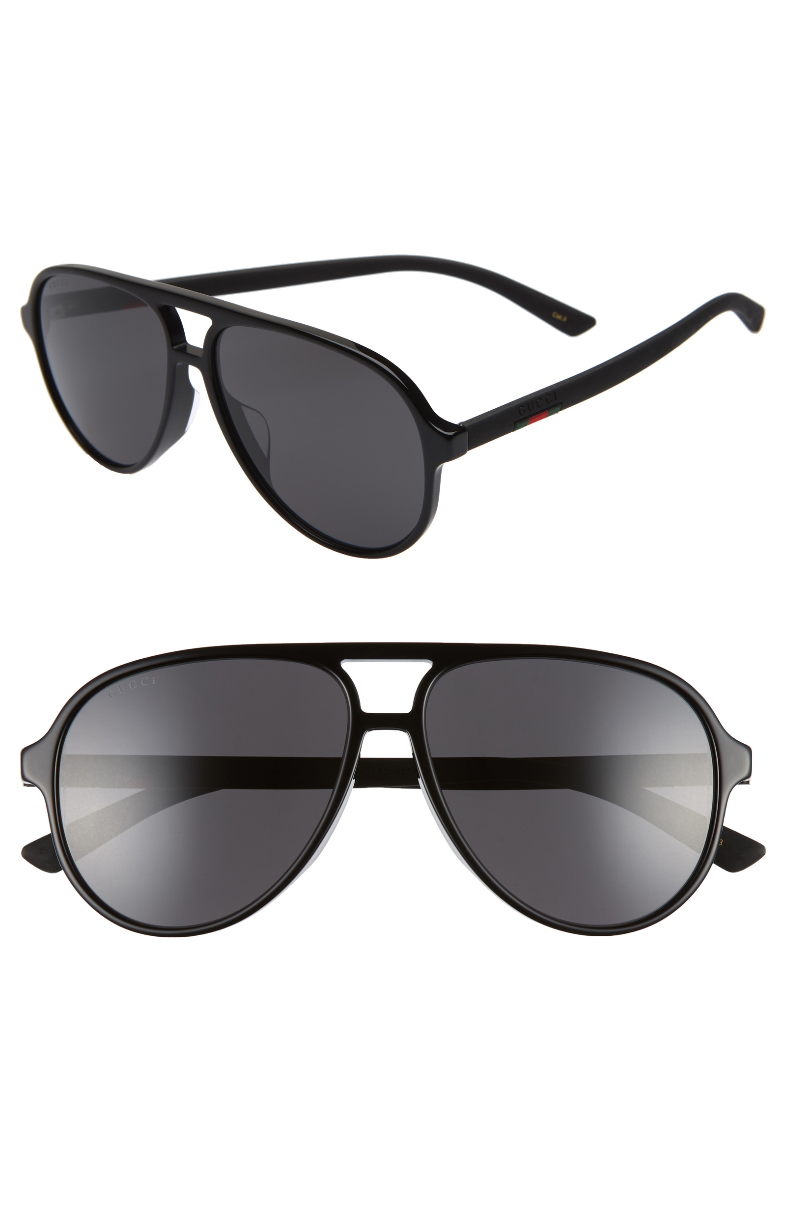 Mens Gucci 60mm Aviator Sunglasses Black The Fashionisto