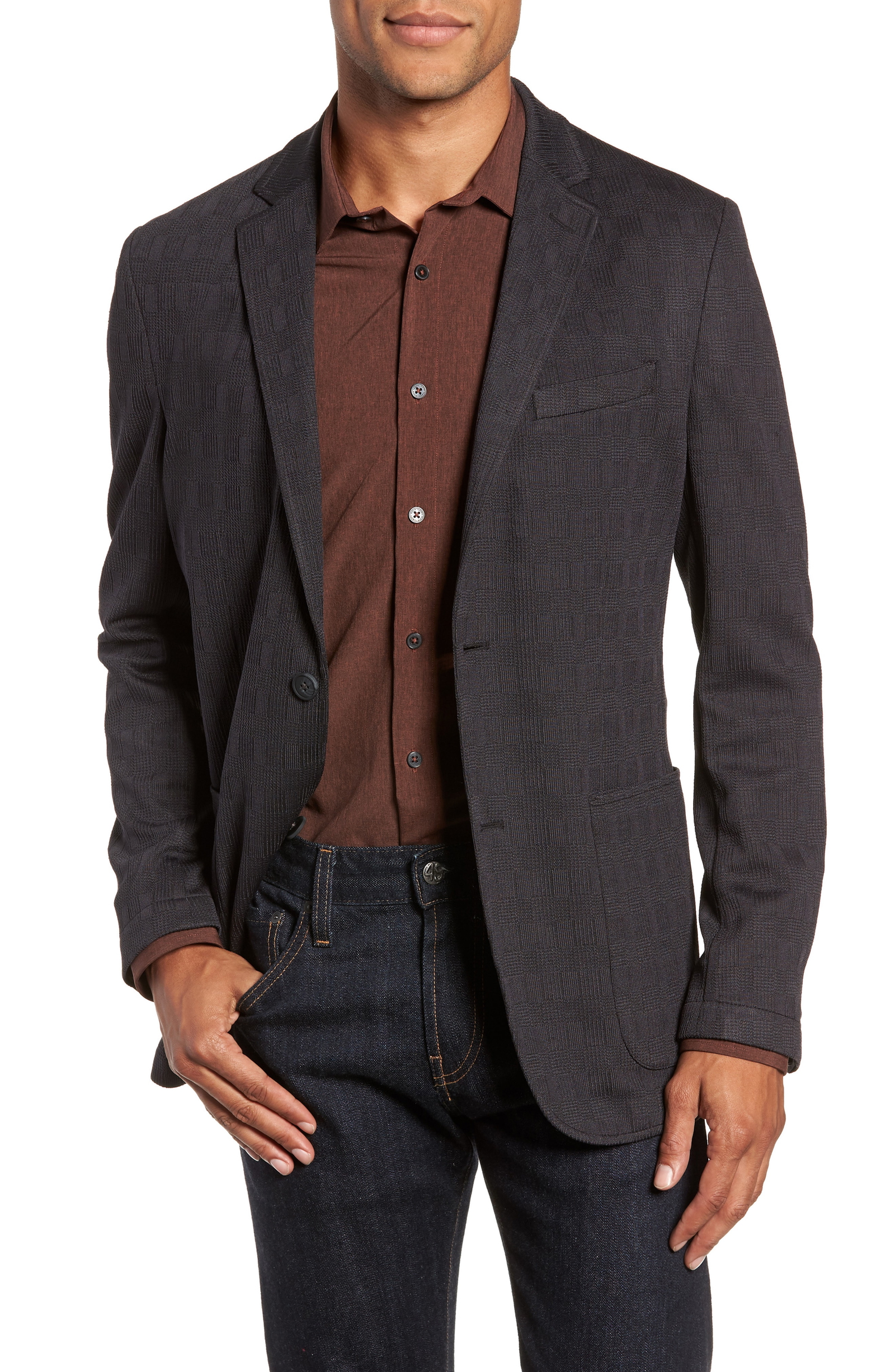 Men’s Vince Camuto Slim Fit Stretch Knit Sport Coat, Size Large – Black ...