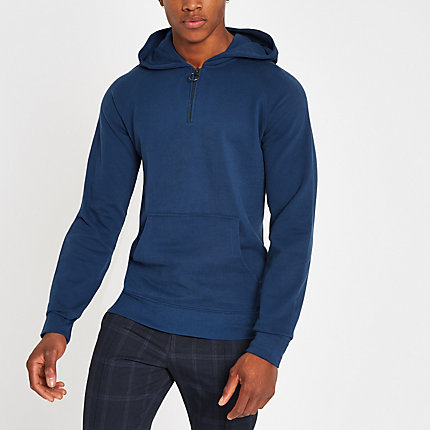 River Island Mens Selected Homme blue organic cotton hoodie | The ...