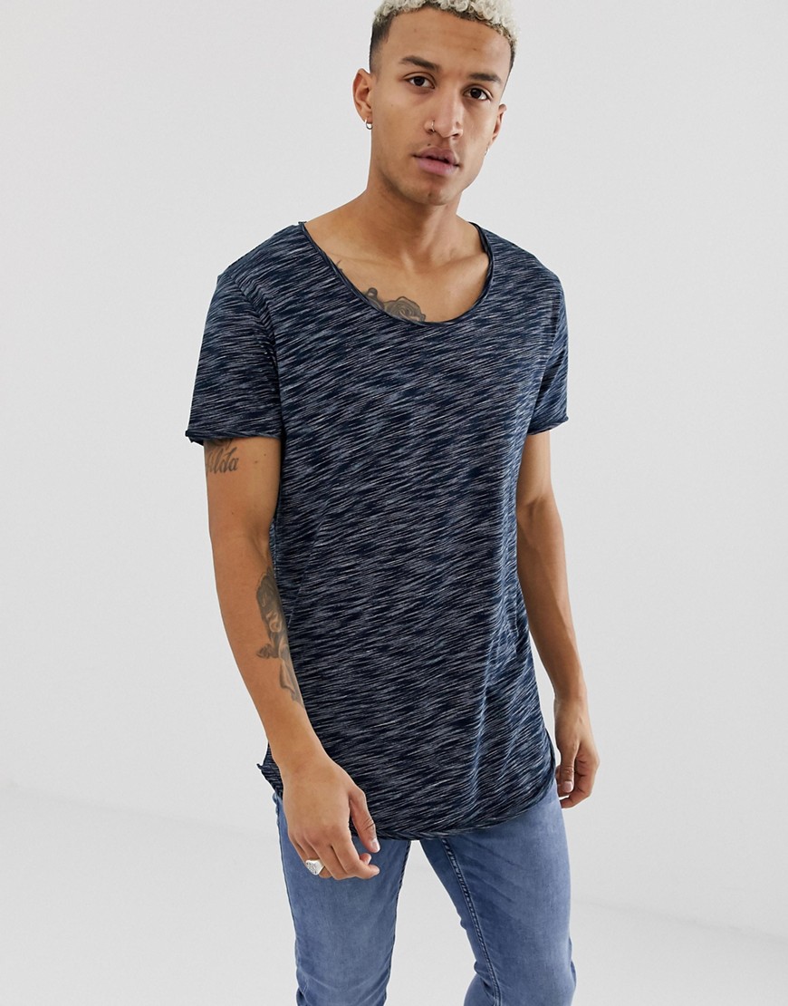 Asos Design Super Longline T Shirt With Curved Hem And Deep Scoop Neck