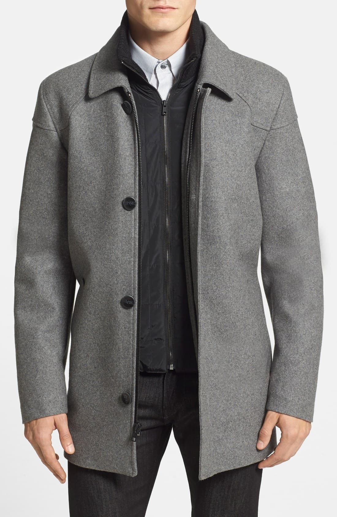 Men’s Vince Camuto Melton Car Coat With Removable Bib, Size X-Large ...