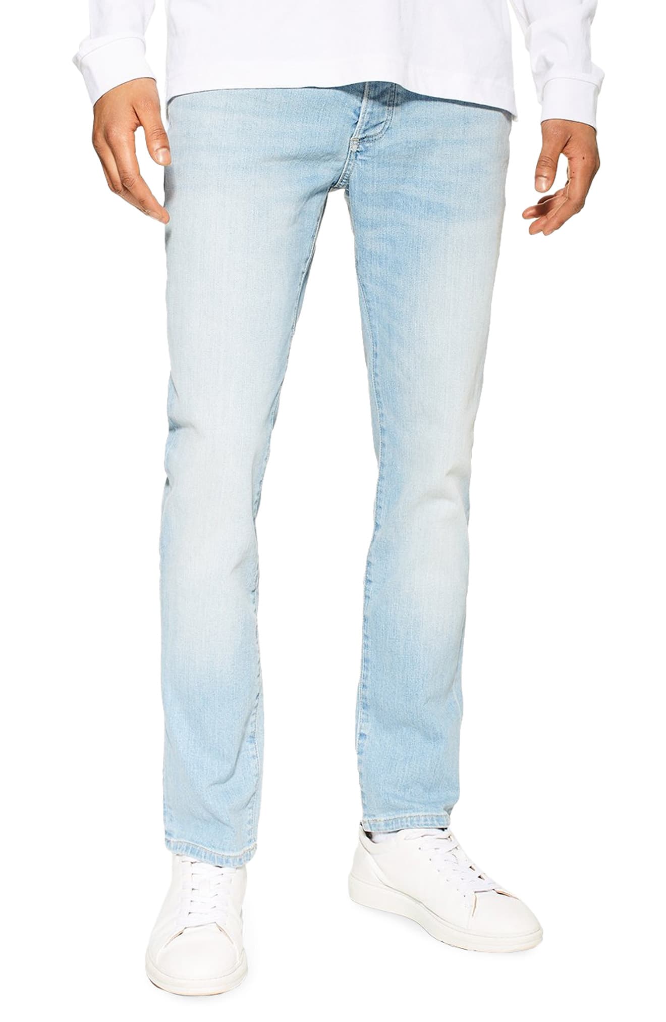 Men’s Topman Light Wash Stretch Tapered Slim Fit Jeans, Size 34 x 32 ...