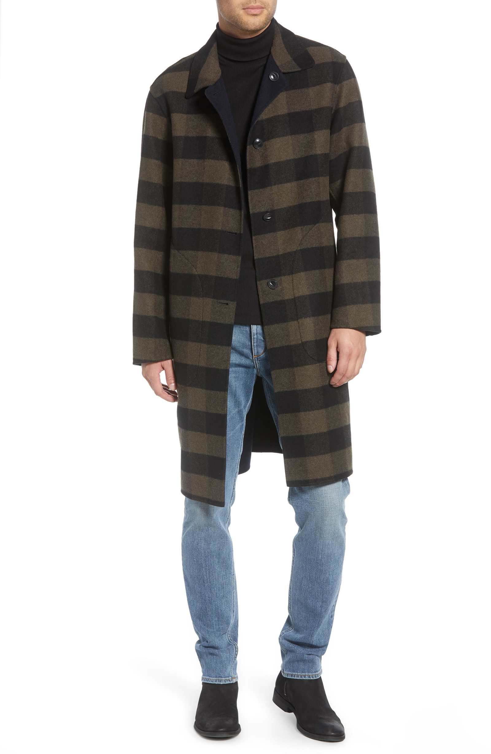 Men’s Rag & Bone Brent Reversible Wool Blend Coat, Size Small – Blue ...