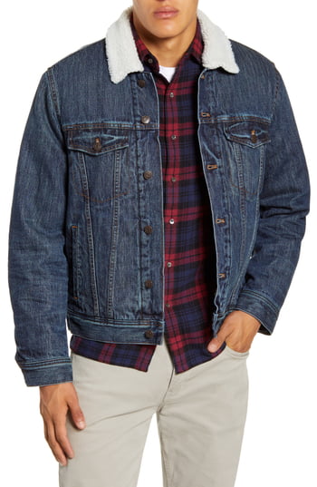 Men’s Madewell Faux Shearling Classic Jean Jacket, Size Small – Blue ...