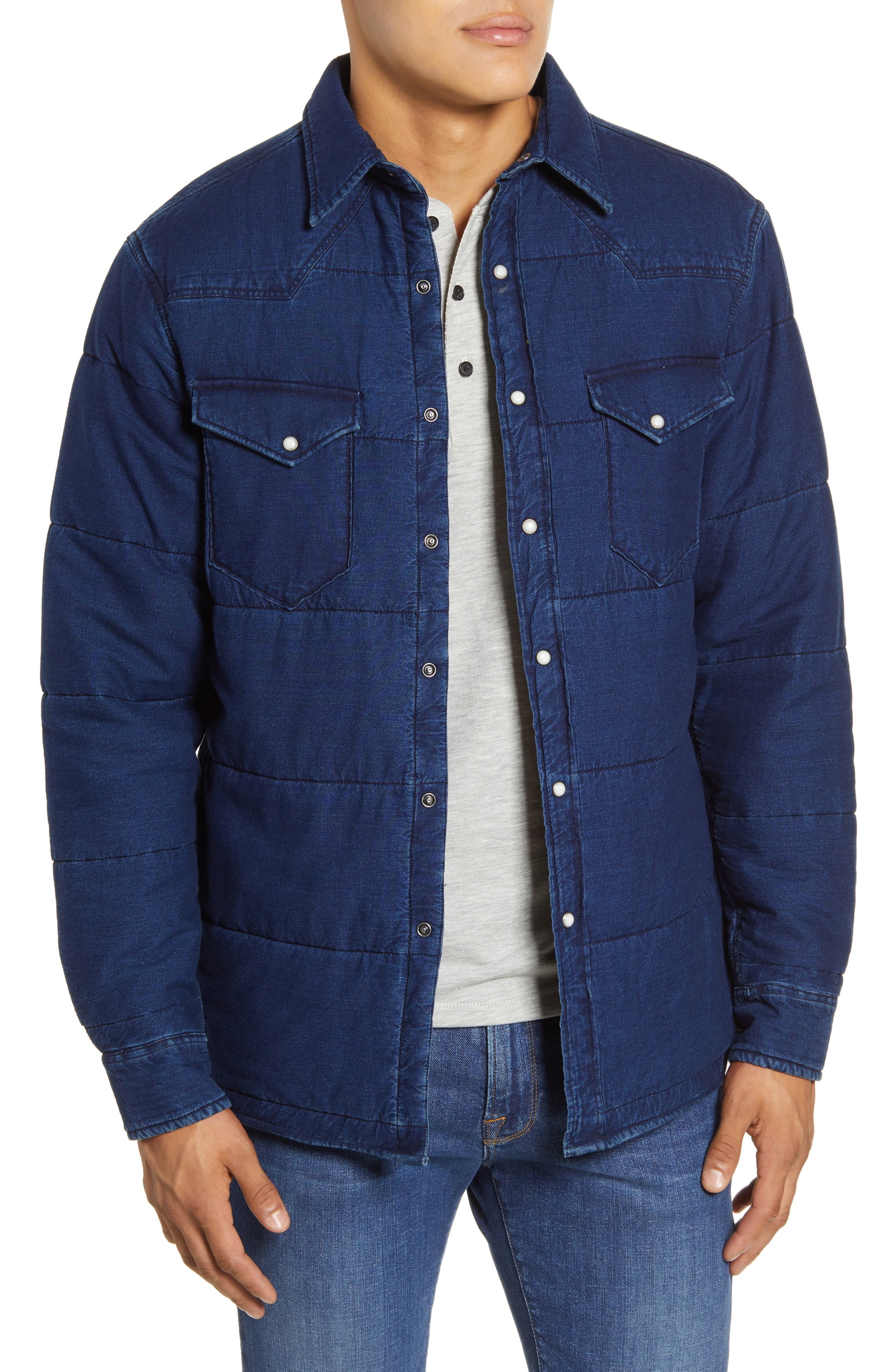 Men’s Madewell Quilted Indigo Shirt Jacket, Size Medium – Blue | The ...