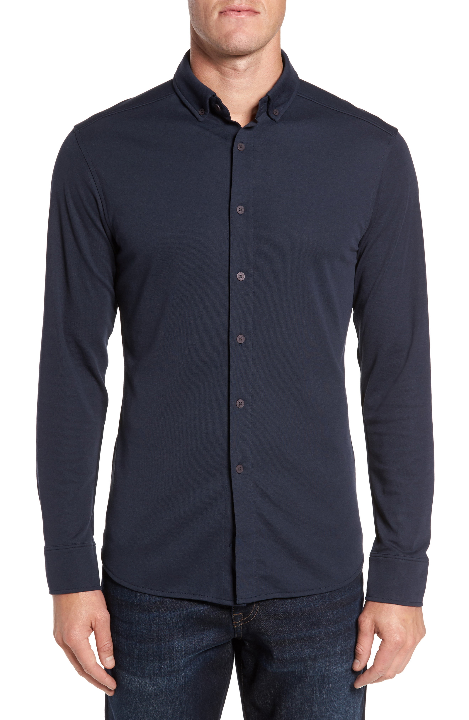 Men’s Vince Camuto Slim Fit Pique Knit Button-Down Shirt, Size Small ...