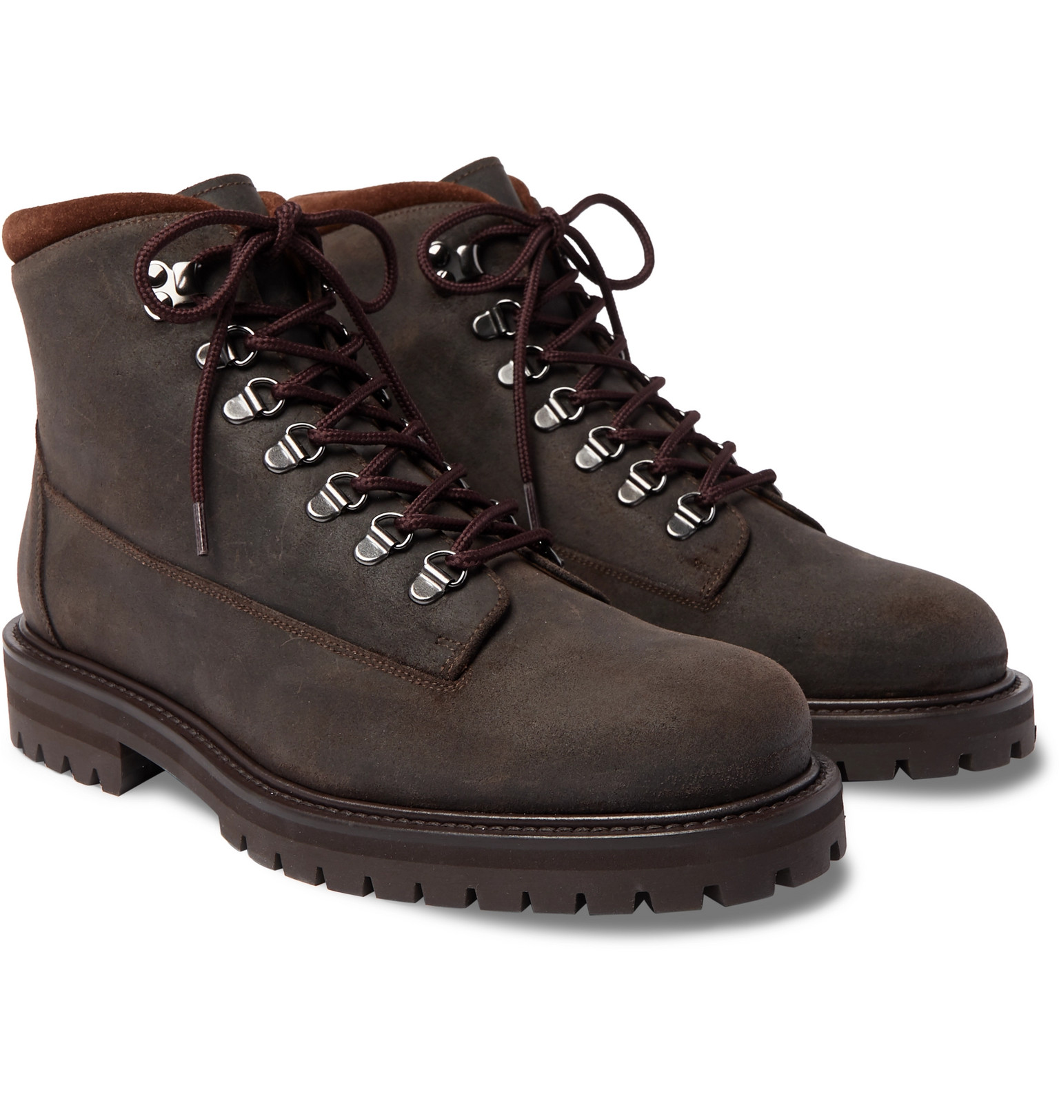 Mr P. - Jacques Shearling-Lined Waxed-Suede Boots - Men - Brown | The ...