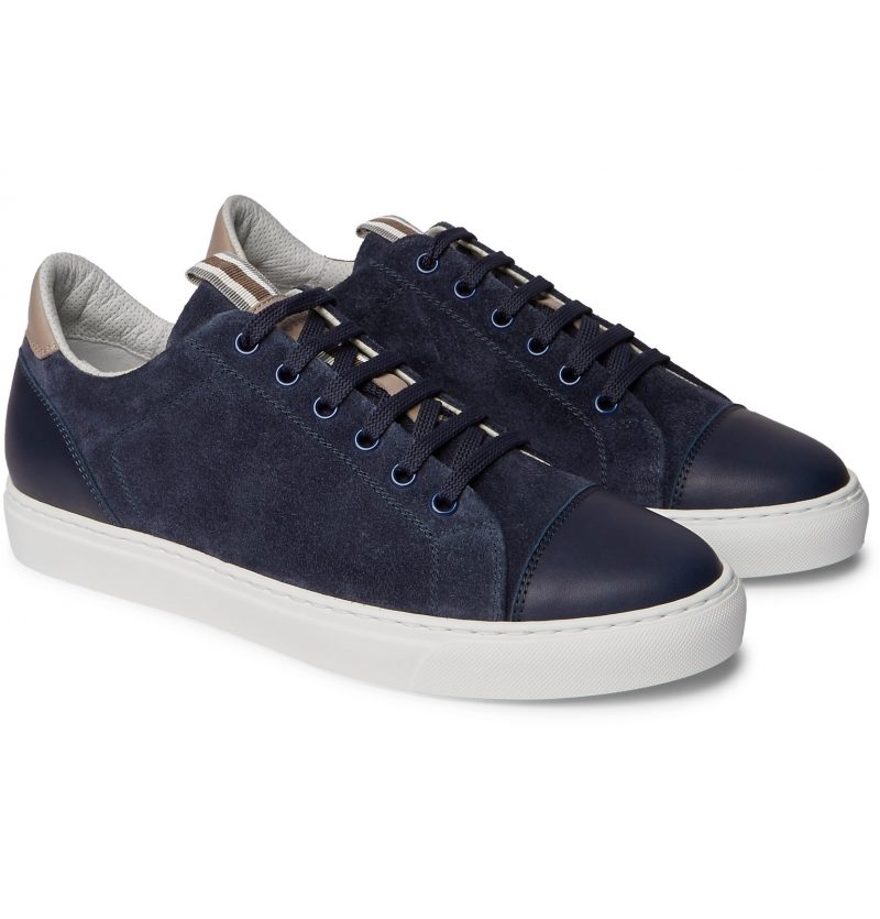 Brunello Cucinelli - Leather-Trimmed Brushed-Suede Sneakers - Men ...