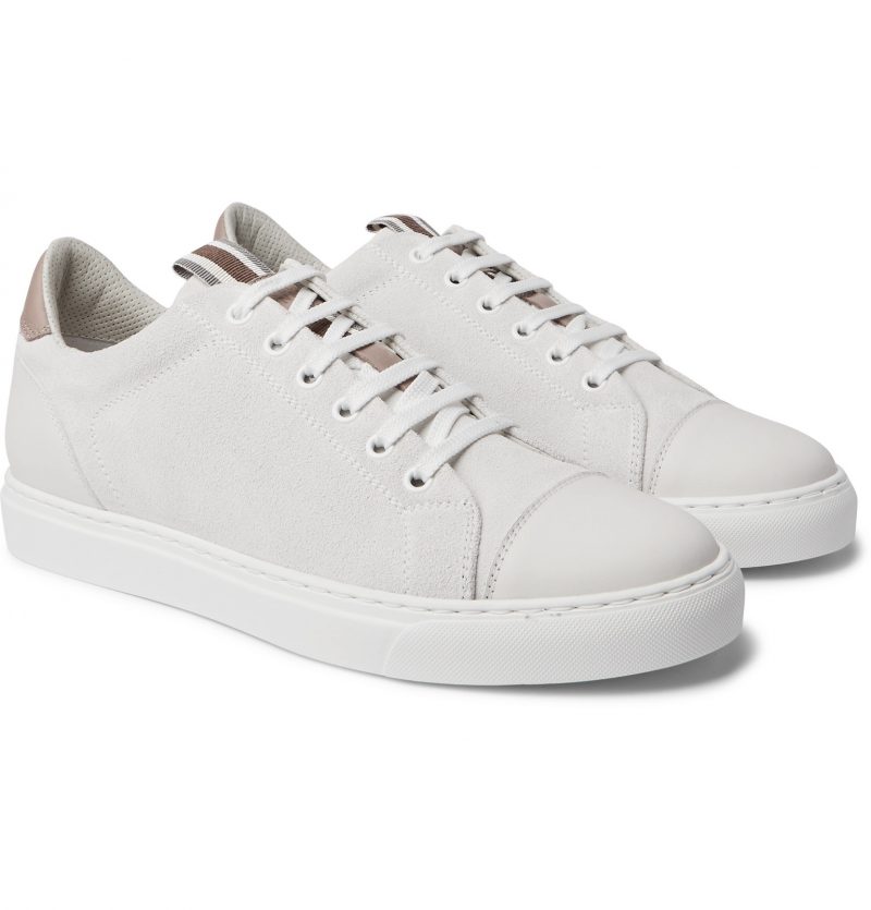 Brunello Cucinelli - Leather-Trimmed Brushed-Suede Sneakers - Men ...
