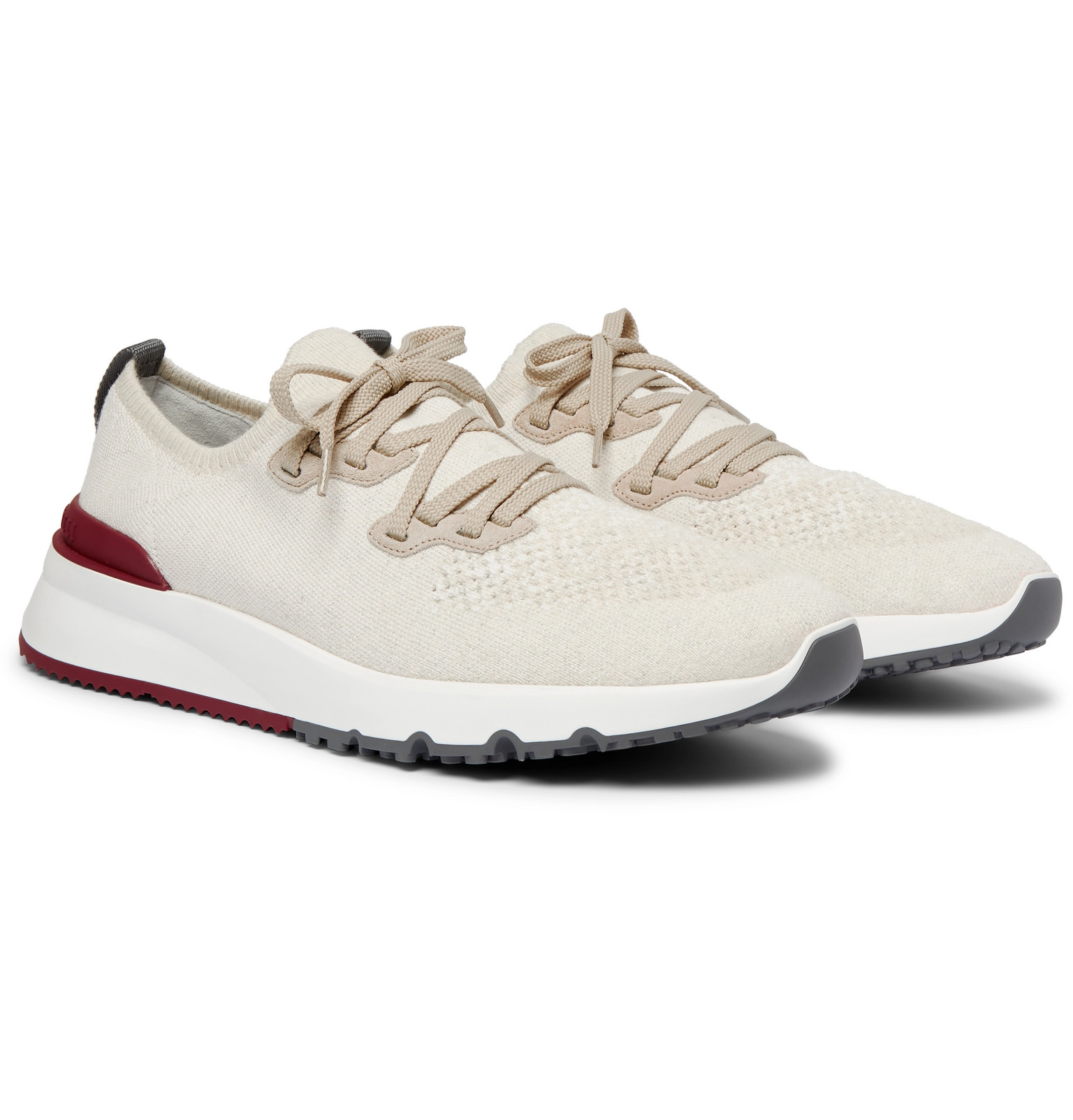 Brunello Cucinelli - Suede-Trimmed Stretch-Knit Sneakers - Men ...