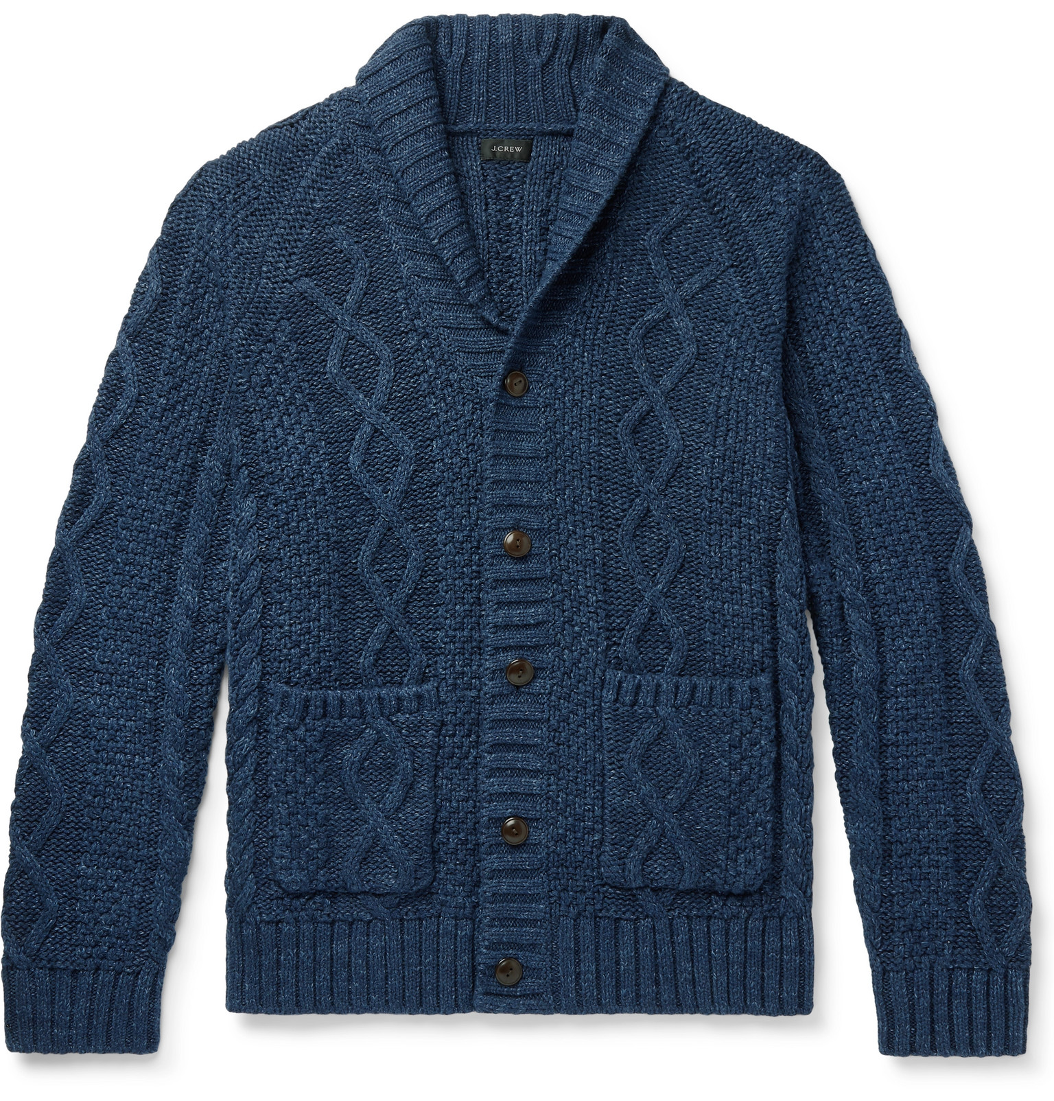 J.Crew - Slim-Fit Shawl-Collar Mélange Cable-Knit Cotton Cardigan - Men ...