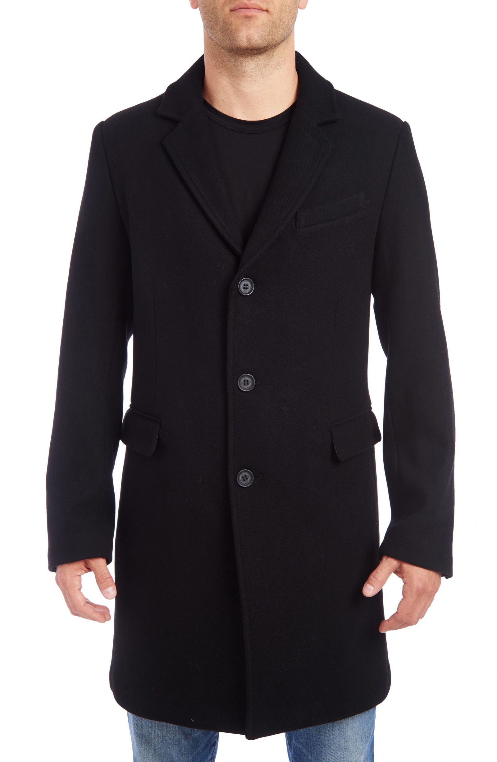 Men’s Vince Camuto Wool Blend Car Coat, Size Medium - Black | The ...