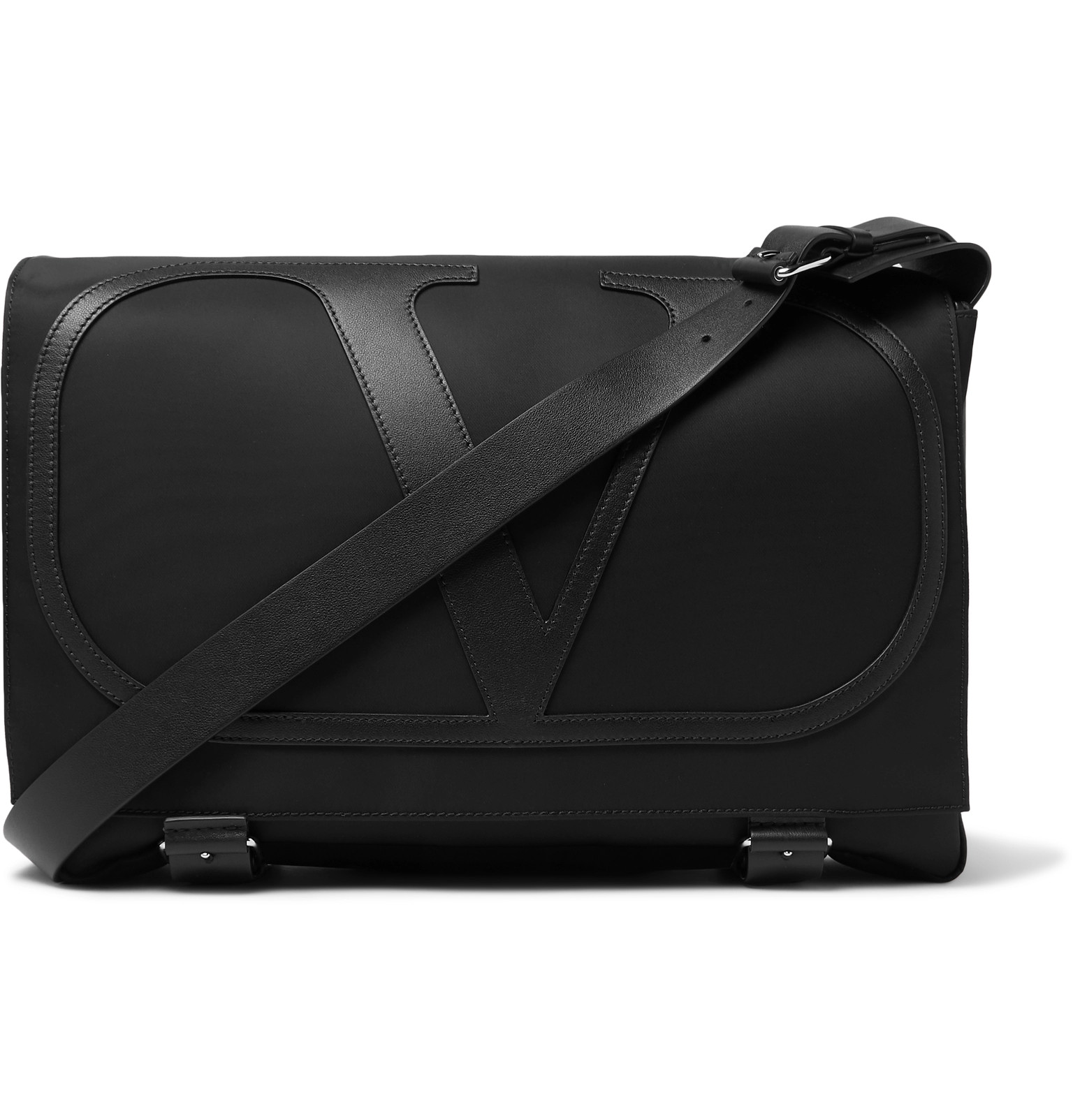Valentino - Valentino Garavani Logo-Detailed Leather-Trimmed Nylon ...