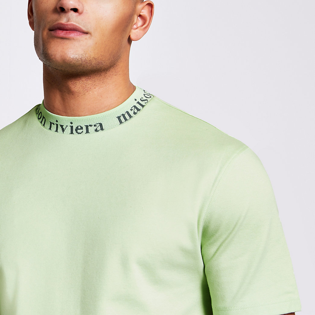 River Island Mens Maison Riviera light green crew neck T-shirt | The ...