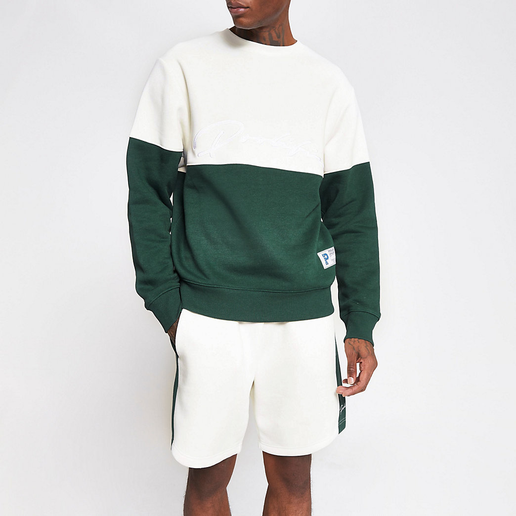 River Island Mens Prolific dark green colour block sweatshirt | The ...