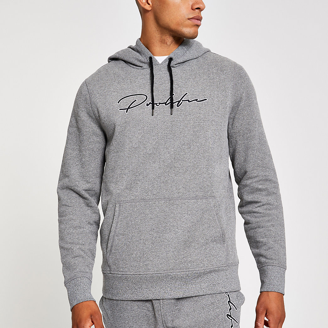 River Island Mens Prolific light grey slim fit hoodie | The Fashionisto