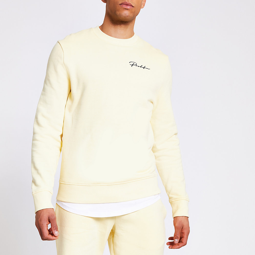 River Island Mens Prolific yellow slim fit sweatshirt | The Fashionisto