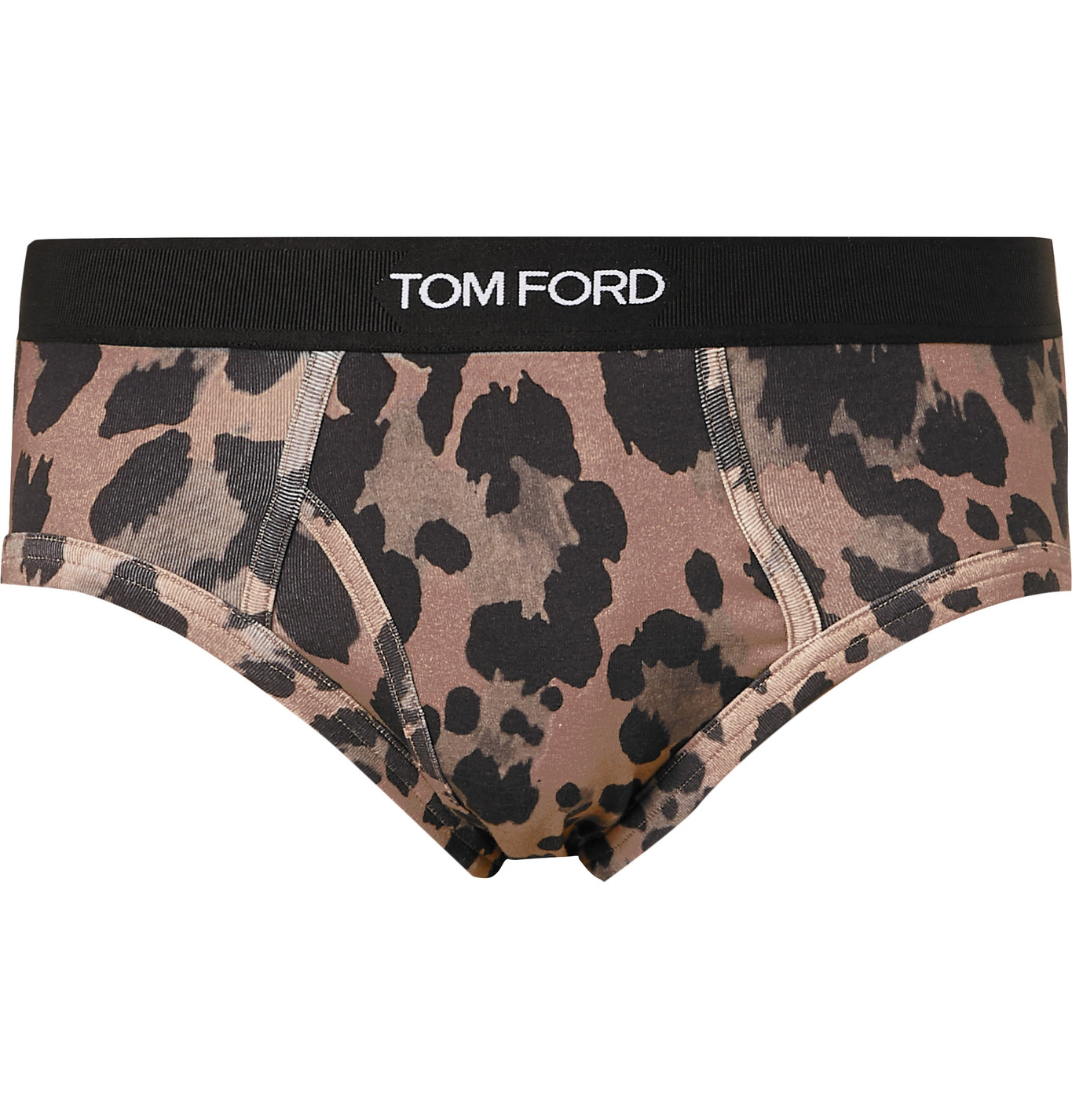 Tom Ford Leopard Print Stretch Cotton Briefs Men Brown The