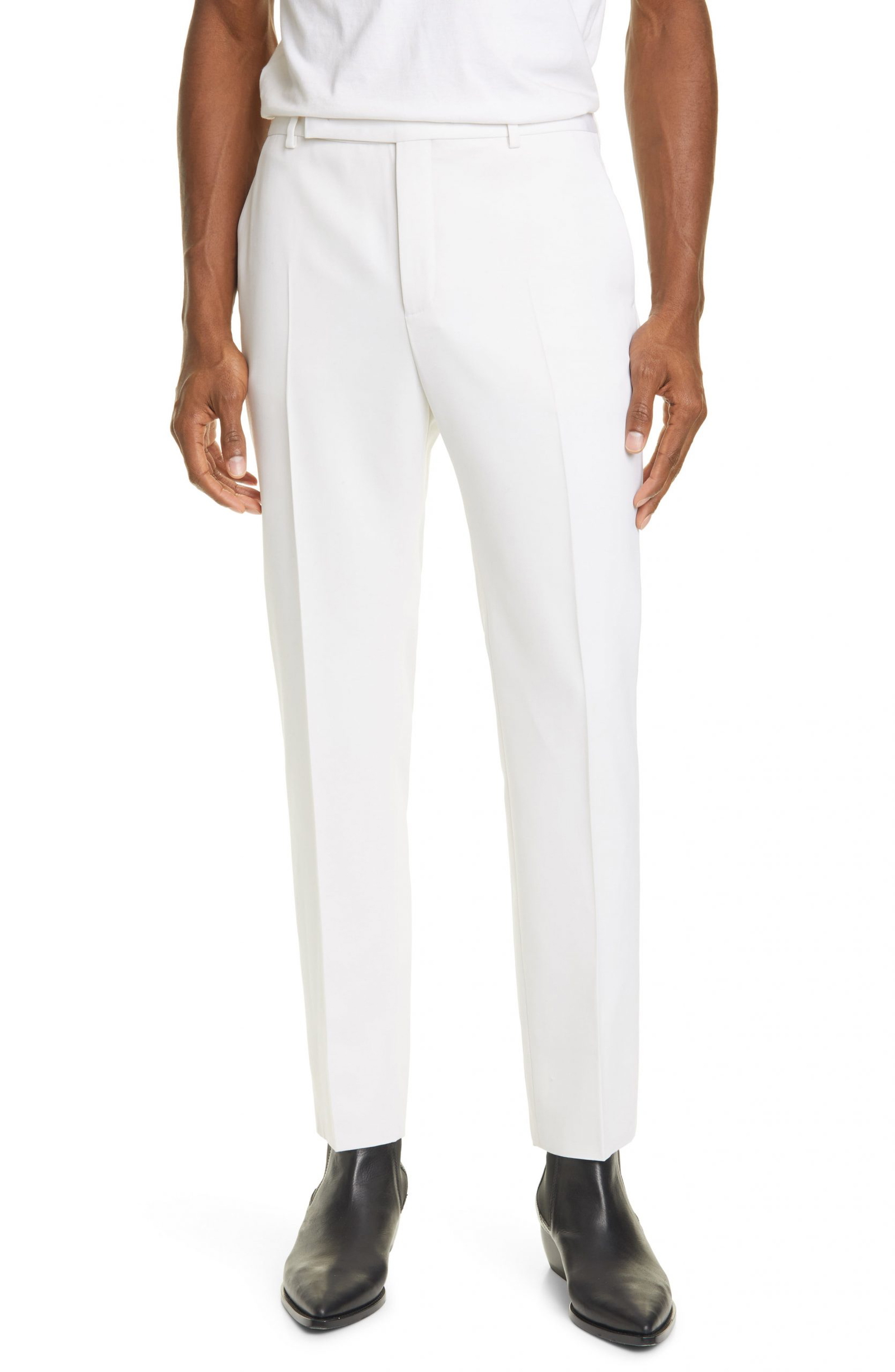 Men’s Saint Laurent White Wool Straight Leg Pants, Size 48 EU - White ...