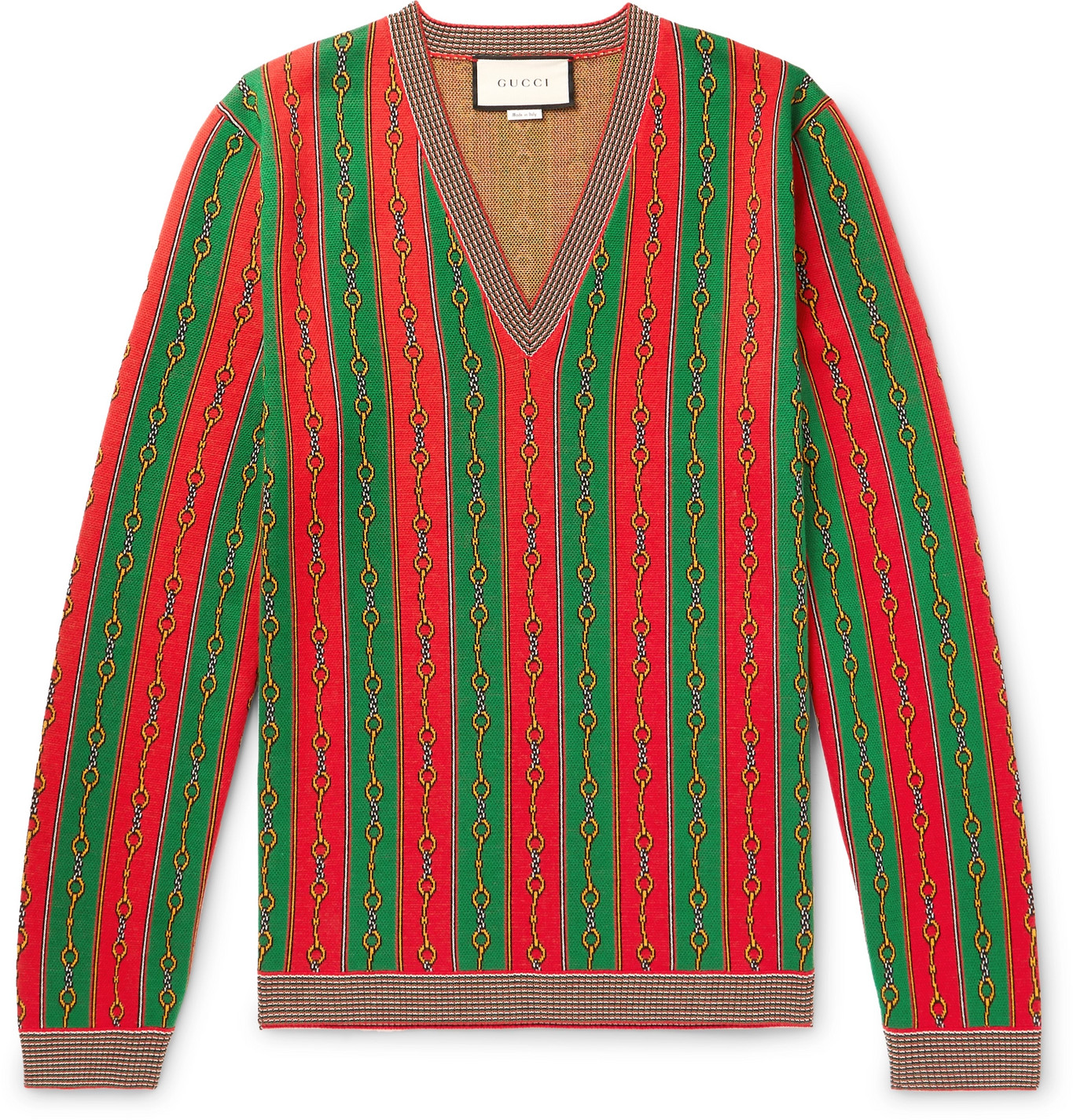 Gucci - Cotton, Wool and Cashmere-Blend Jacquard Sweater - Men - Multi ...