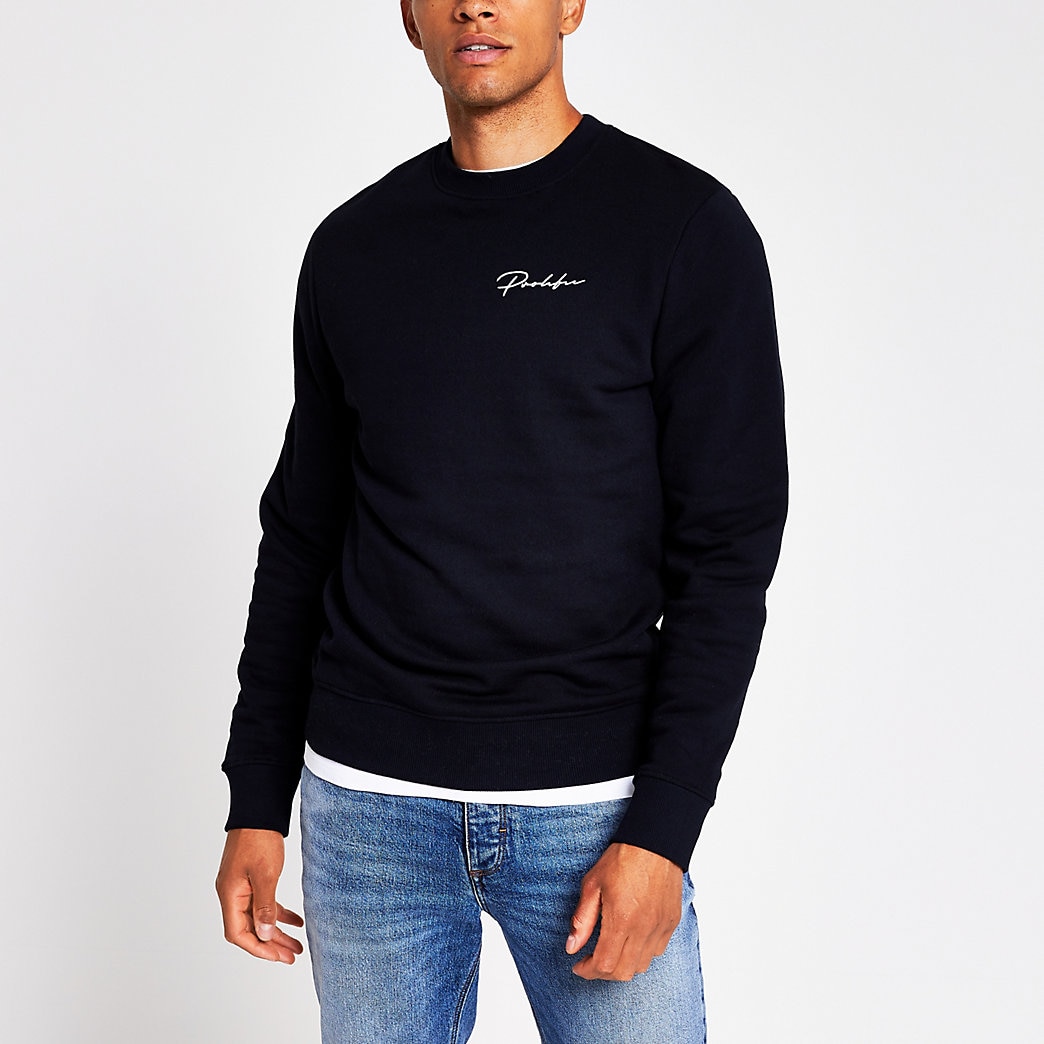 River Island Mens Prolific navy slim fit sweatshirt | The Fashionisto
