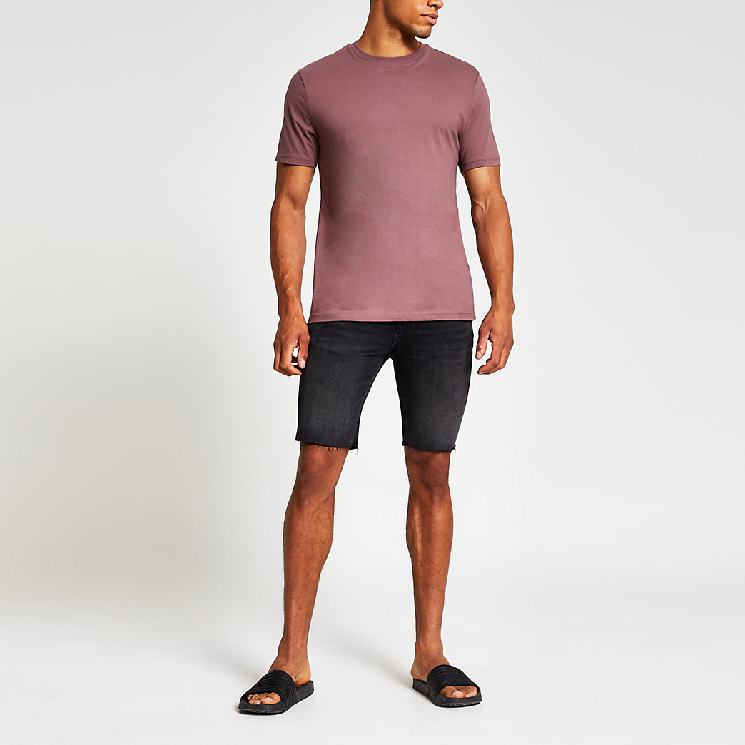 River Island Mens Purple slim fit crew neck T-shirt | The Fashionisto