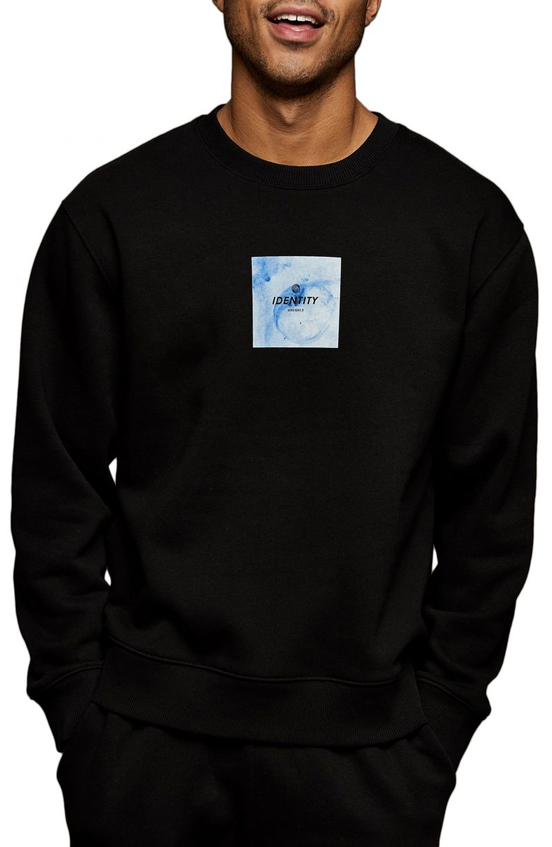 Men’s Topman Globe Graphic Sweatshirt, Size Large - Black | The Fashionisto