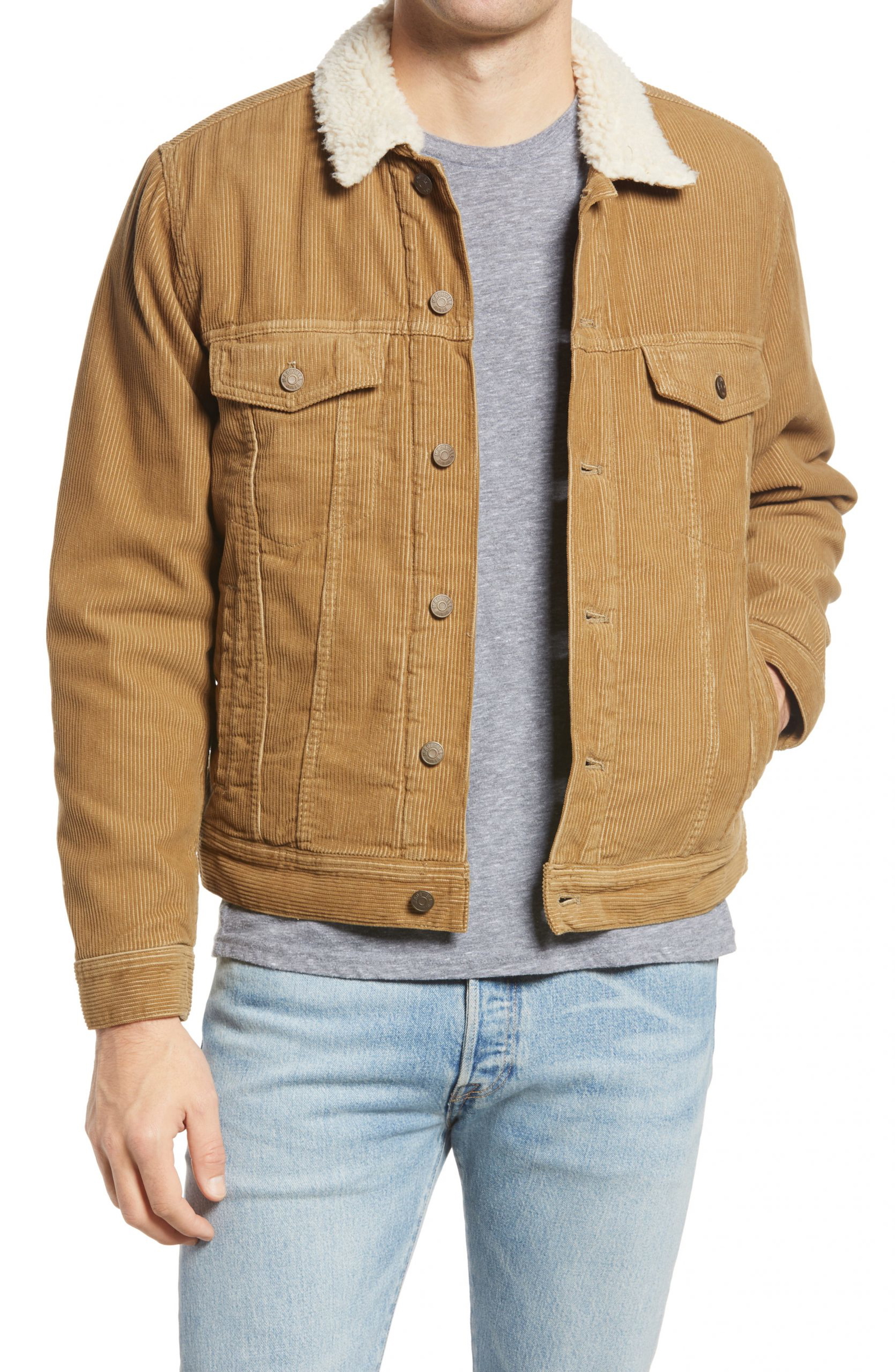 Men’s Madewell Corduroy Fleece Jacket, Size Small - Brown | The Fashionisto