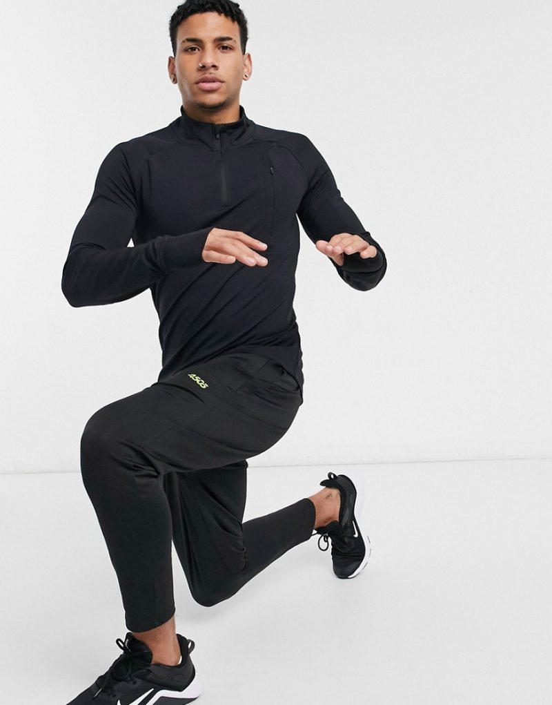 ASOS 4505 icon training muscle fit sweatshirt with 1/4 zip-Black | The ...
