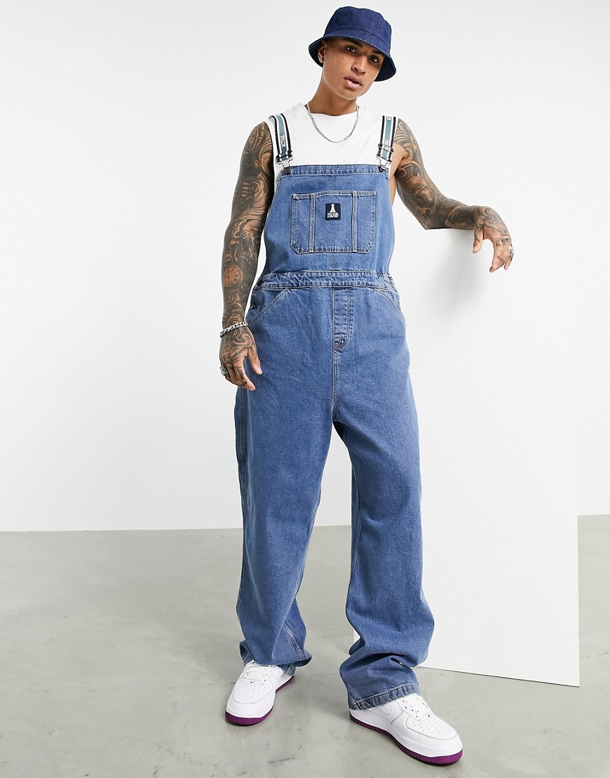 ASOS Actual baggy denim overalls in vintage mid wash blue-Blues – The ...