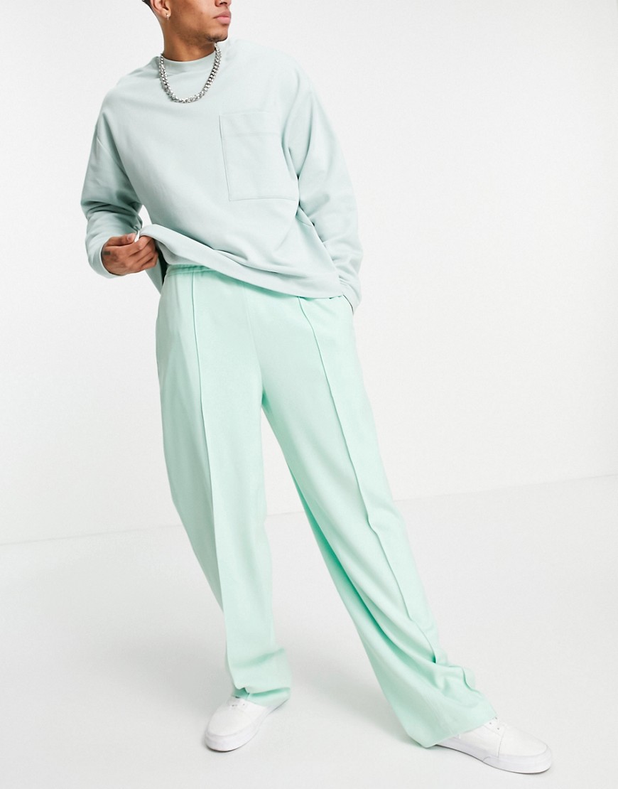 ASOS DESIGN wide leg smart joggers in green – The Fashionisto